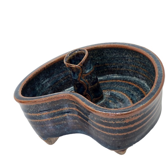 Source Unknown | Accents | Small Blue Brown Ceramic Pottery Kidney ...